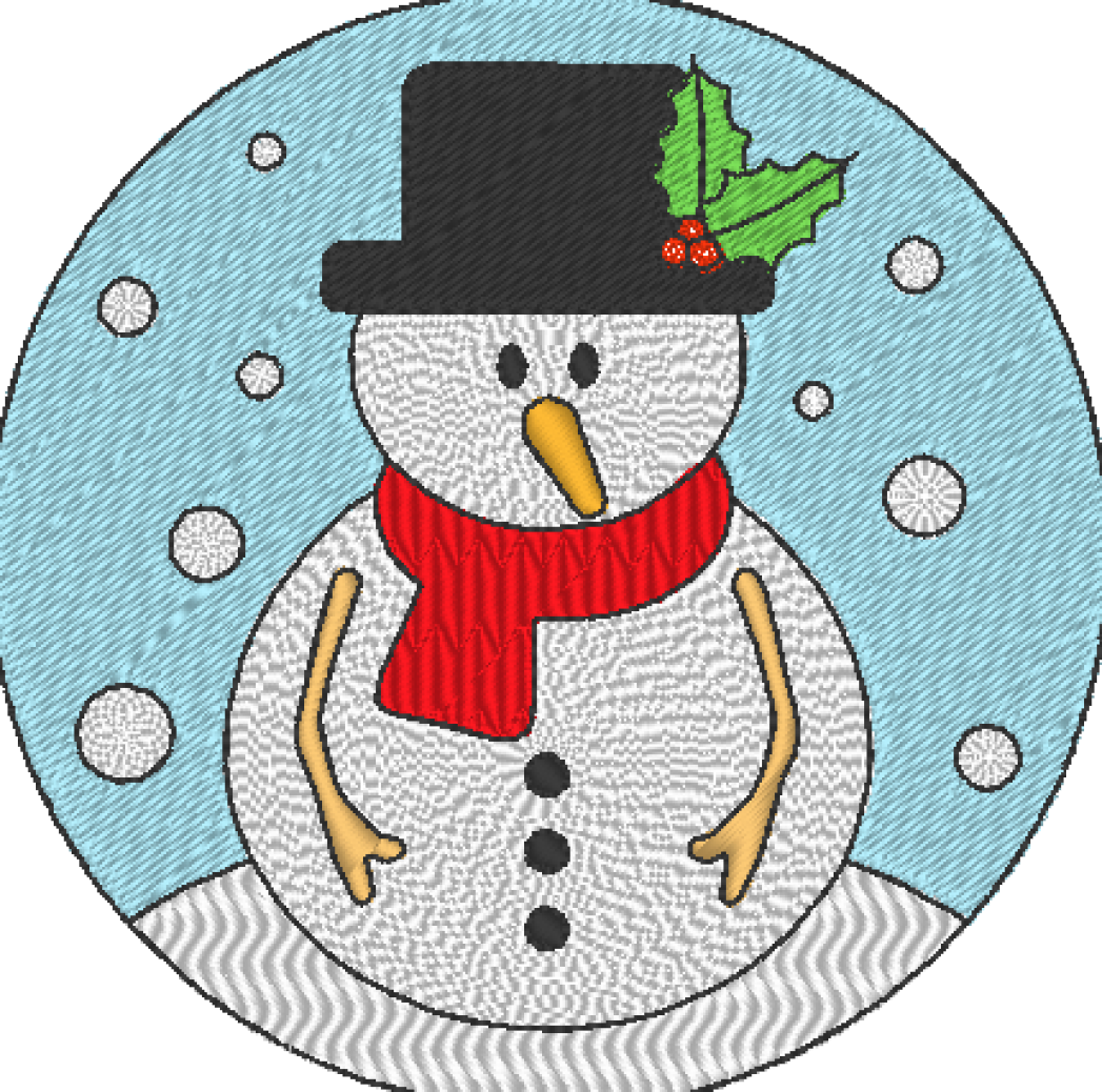 Snowman Circle Machine Embroidery Design File - SubEarthan Cottage